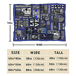 Police Blanket Flannel Throw Blanket Retirement for Dad Husband Son Boyfriend Convenient Comfortable All Seasons Super Soft Bed Sofa Couch Foldable Unisex 130x150 Blue 50x60
