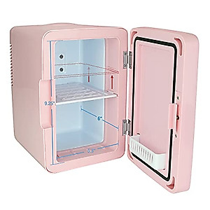 PERSONAL CHILLER 6L Cooler Mini Fridge– Portable LED Fridge for Makeup, Skincare, Snacks, & More – Mini Fridge for Bedroom Vanity with Lighted Glass (Pink)