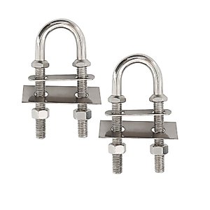 NovelBee 2-Pack of Stainless Steel Bow Stern Eye Tie Down U Bolt with Nuts and Washers,Stock Dia.1/2" (Length:5-1/4")