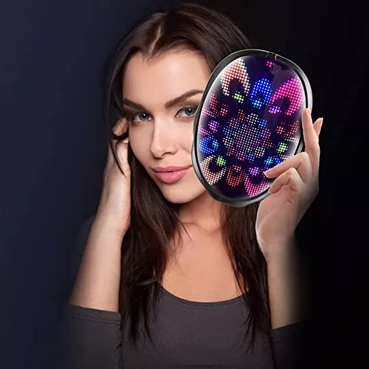 TrendyNow365 Rechargeable LED Halloween Mask with Bluetooth, Programmable with Shining Mask App, Face Changing Cosplay, Party, Christmas