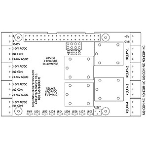 Sequent Microsystems Four Relays Four HV Inputs 8-Layer Stackable HAT for Raspberry Pi +5V