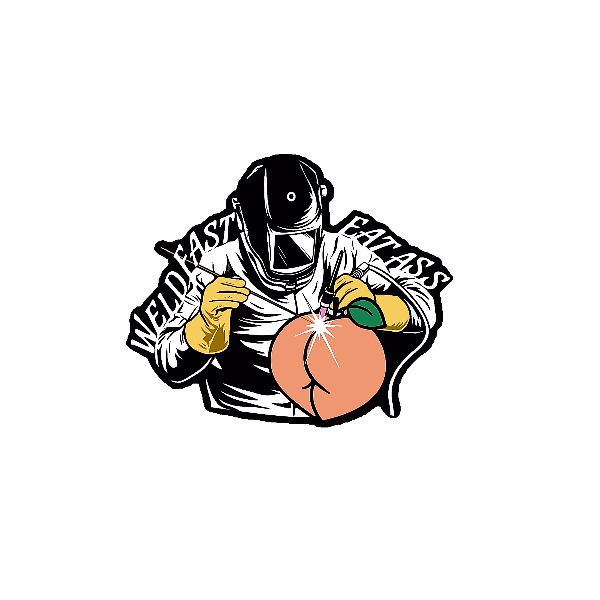 HTLiem Weld Fast Eat A** Waterproof Vinyl Sticker, Welder Sticker, Fitter, Blue Collar Decal, Funny Helmet Sticker for Men/Women, Hardhat Helmet Sticker, Tool Box Sticker