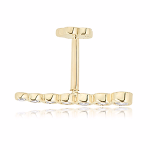 AVORA 14K Yellow Gold Graduated Bezel-Set Simulated Diamond CZ Curved Bar Cartilage Piercing Flat Back Earring Body Jewelry (18 Gauge)