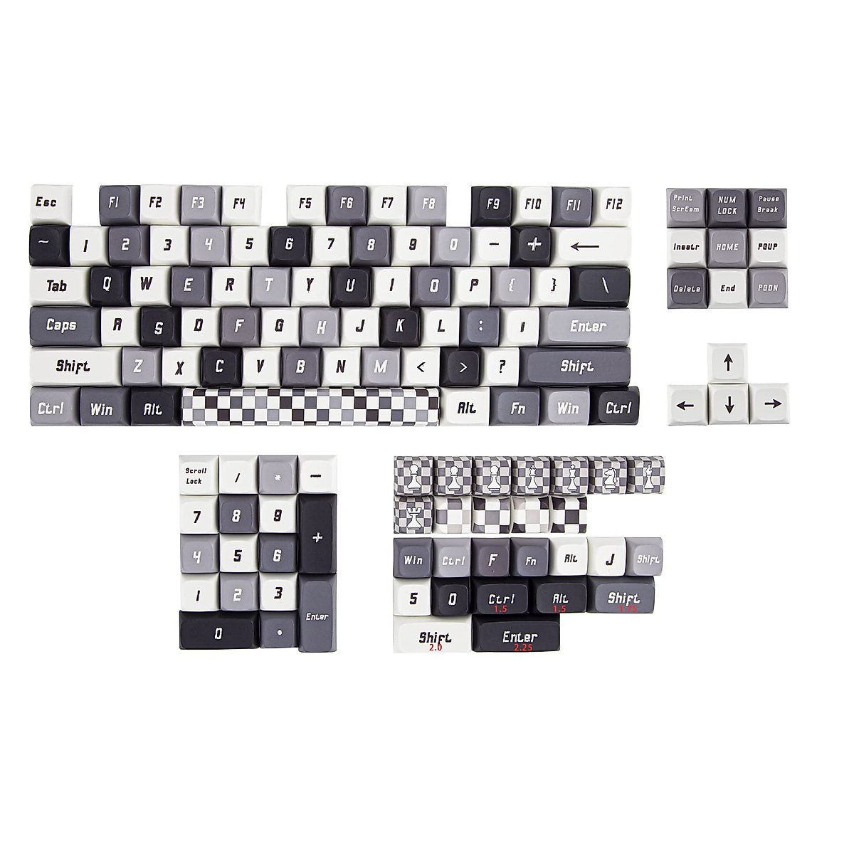 Custom Keycaps 130 Keys Set - XDA Profile Keycaps - PBT Keycaps & Dye Sublimation Key Cap - Compatible with 60%, 75%, 80%, 85%,100% ANSI Layout Gaming Mechanical Keyboard (Checkerboard)
