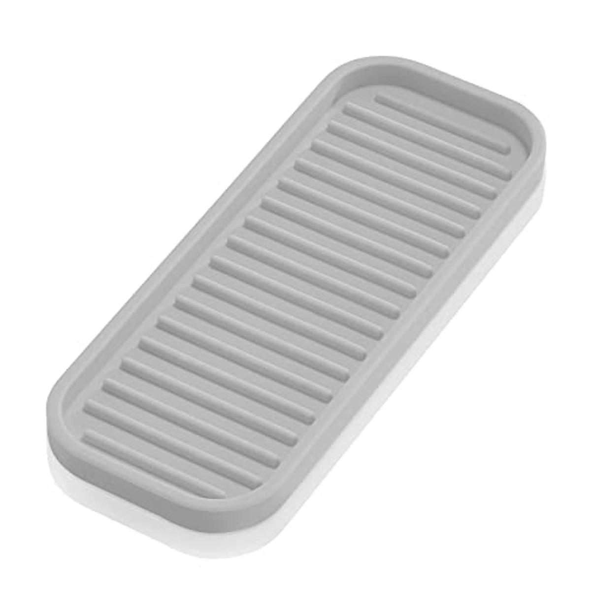 KITEXPERT Silicone Sponge Holder for Kitchen Sink - Soap Tray for Kitchen Counter & Bathroom - Kitchen Versatile Organizer Tray for Sink, Makeup and More (Grey)