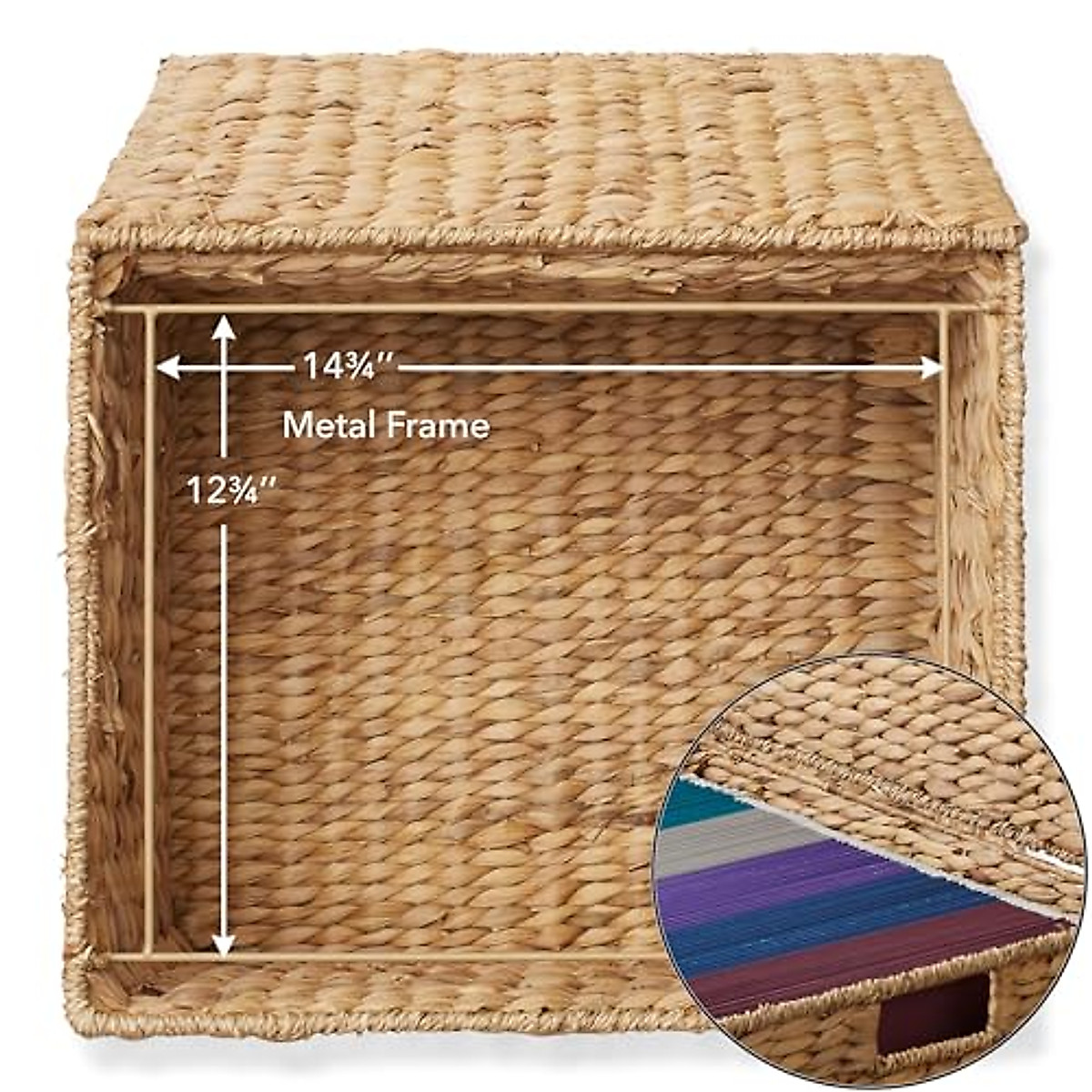 Casafield Rolling Filing Cabinet, Natural - Water Hyacinth File Organizer with Lid and Locking Wheels, Home Office Storage for Hanging Folders