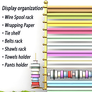 Wall Mounted Display Rack, Organizer for Wrapping Paper, Wallpaper and Wire Spool, 13-Layer Storage Shelf, with Detachable Tray and Crossbars (Color : Black, Size : 80x20x120cm)