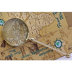 RII Magnifying Glass with Solid Brass Handle, Handheld Magnifying Glass Lens, Antique Magnifier, Reading, Inspection, Coin & Stamp, Astrologer, Low Sight Elderly Collectible Décor Gift