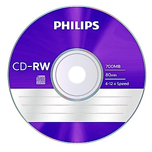 Philips CD-RW 80MIN Blank Disc x 5 Jewel Case 700MB 4-12 X Speed