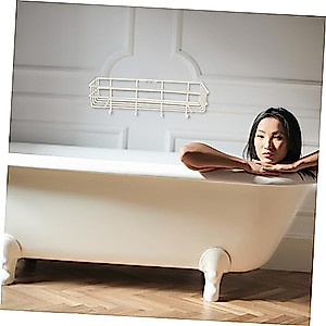 FONDOTIN 1 Set Wrought Iron Storage Rack Sink Drainer Basket Wire Bin Basket Under Desk Cable Organizer Wire Tray Cosmetic Tray Shampoo Holder Toiletry Storage Bracket Kitchen Wall Rack