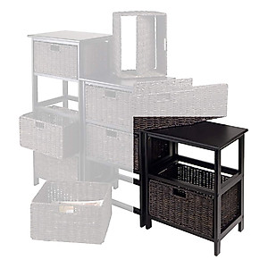 Contemporary Home Living 20.25" Black Unique Omaha Storage Rack with 2 Foldable Baskets