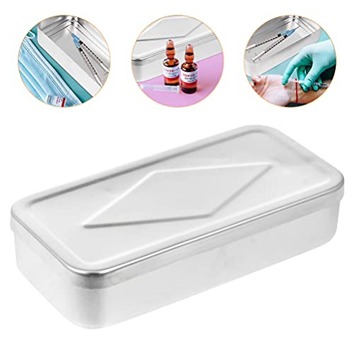 Scicalife 2pcs Aluminum Rectangular Storage Box Small Needle Container Empty Hinged Tins Box Sewing Needle Case Small Tin with Lid