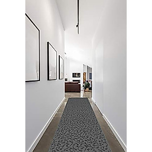Garland Rug Ivy Vine Area Rug Runner, 3 ft x 12 ft, Cinder Gray
