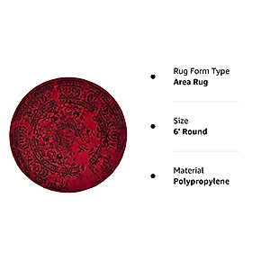 SAFAVIEH Adirondack Collection 6' Round Red / Black ADR101F Oriental Distressed Non-Shedding Dining Room Entryway Foyer Living Room Bedroom Area Rug