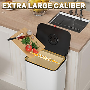 Telescoping Kitchen Trash Can with Lid,20L to 45L Adjustable Capacity/Height Garbage Can,Plastic Slim and High Trash Bin with Wheels for Bathroom/Bedroom/Living Room/Office Commercial Trash Cans