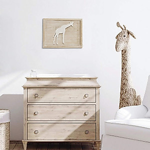 Bon et Beau 16×12 Inch Wood Cut-Out Giraffe Wall Decor - Neutral Wall Art for Baby Girl Baby Boy Nursery, Kids Room, Playroom Decor