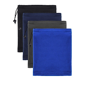 4 Pieces Kids Snood Winter Neck Warmers Fleece Gaiter Windproof Cuellos Cover (Black, Dark Grey, Royal Blue, Navy Blue)