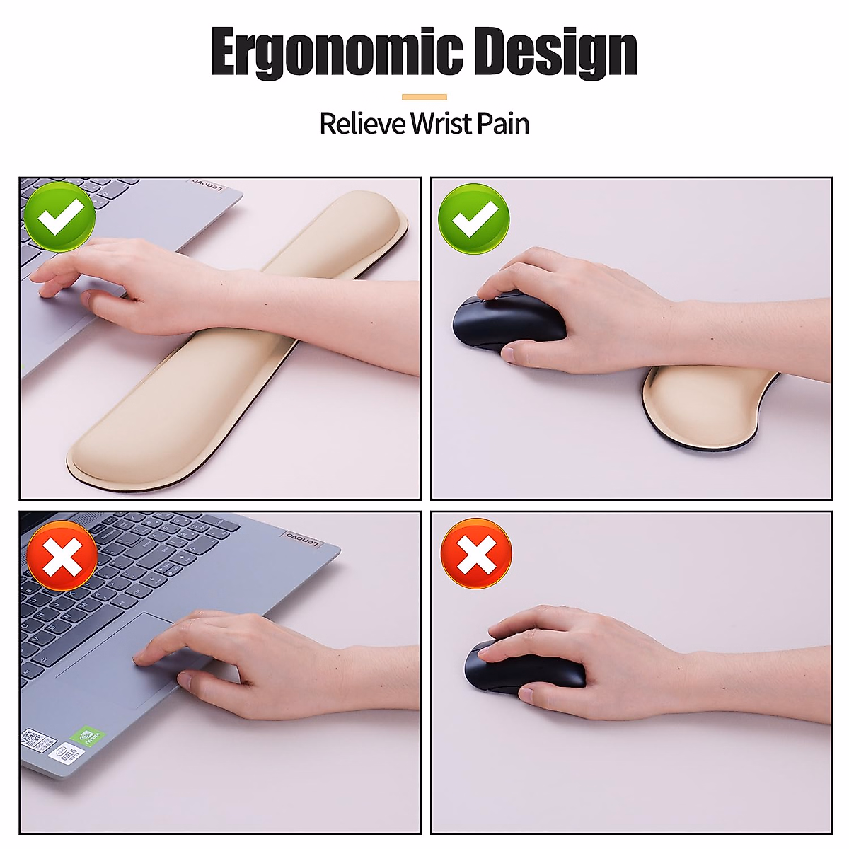 Bloss Leather Desk Pad and Keyboard Wrist Rest, Large Mouse Pad + Keyboard Pad+Mouse Wrist Support, Non-Slip Desk Mat Protector for Office, Home(31.5×15.7 Inches,Beige)