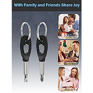 Keychain Screwdriver Tool 2 Pack, Poswlto 6-in-1 Screwdriver Set, Flathead and Phillips Bit, Hex Socket Wrench, Stocking Stuffers for Mens, Adults, Father, Husband, Employee, Christmas Gifts