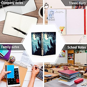 SDMKA Wolves under The Moon Spiral Notebook 1 Subject Durable Detachable Notebook with Water Resistant Cover, 60 Sheets (8.3" x 5.7")