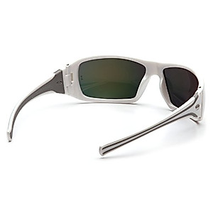 Pyramex Goliath Safety Eyewear, White Frame, Indoor/Outdoor Mirror Lens