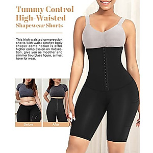 FeelinGirl Tummy Control Shapewear Shorts for Women High Waisted Body Shaper Waist Trainer Leggings with Pockets