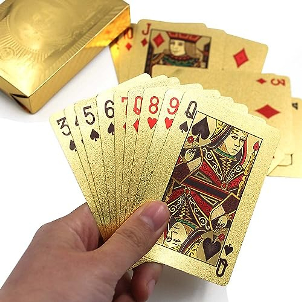 MSTICORA Gold Foil Poker Set - US Dollar Playing Cards - Plastic Playing Cards - Casino Cards(Gold 1 Deck)