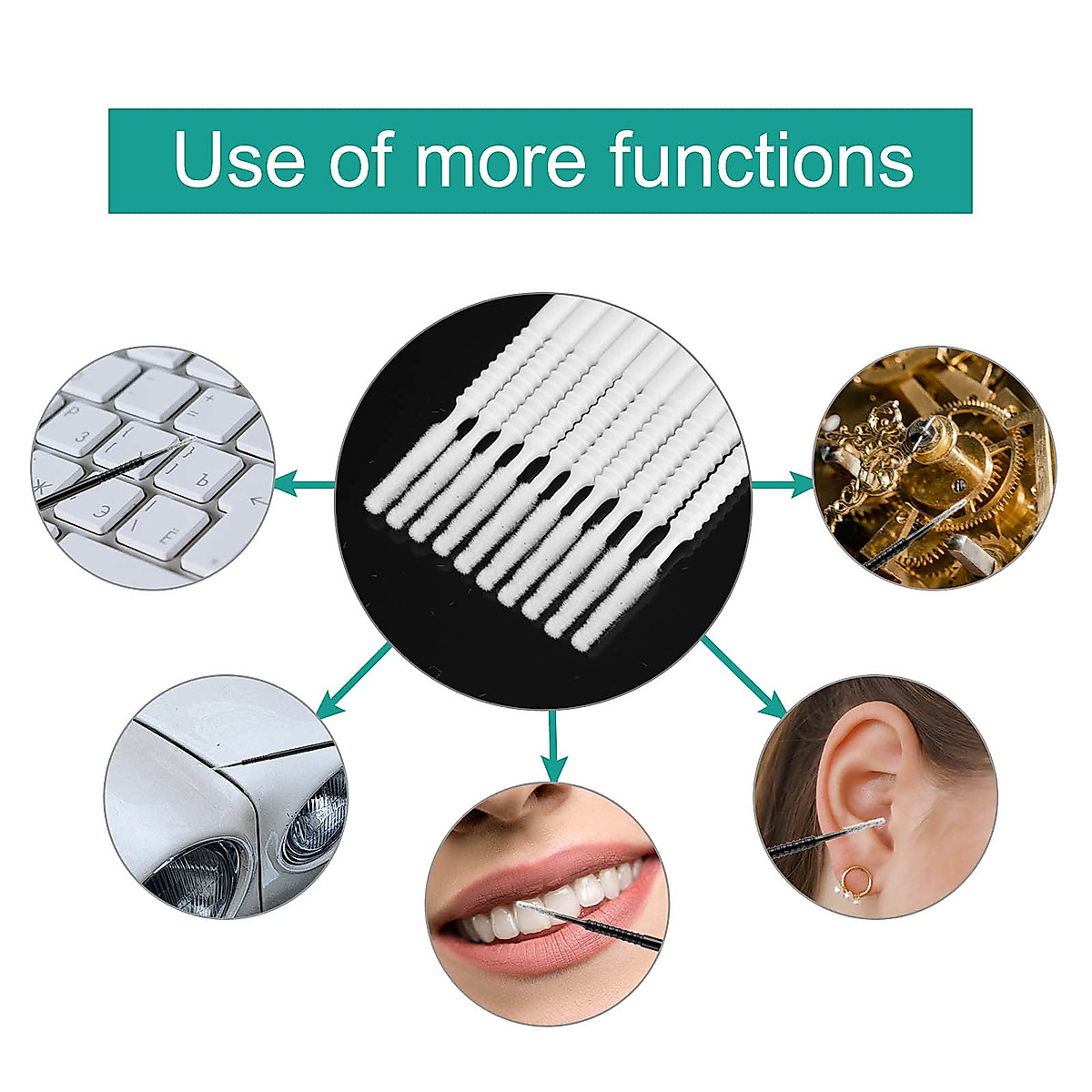 Dming 200 Pieces Disposable Micro Brush Applicator Microswabs for Eyelash Extension Removing Tools, Mini Cotton Swab Brushes for Makeup and Personal Care (White)