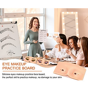 Makeup Practice Face Board, 3D Reusable Makeup Mannequin Face Eyeshadow Mannequin, Make up Practice Face with Makeup Kit for Professional Makeup Artists Students and Beginners to Practice Eyes Makeup