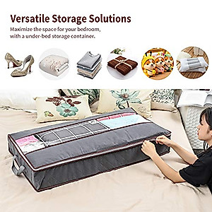 Underbed Storage Containers - 2 Pack 100L Large Capacity Clothes Storage Containers Box │ Foldable Clothing Organization and Storage Bins with Lids for Clothing Blanket Shoe │ Fabric Underbed Storage Bags Totes