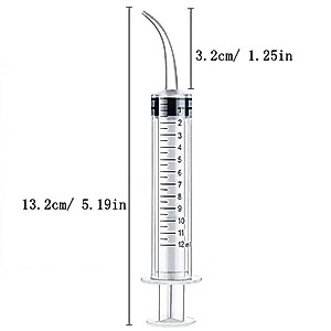 10 Pack Dental Syringes with Curved Tip Disposable Gradient Dental Irrigation Syringes for Oral Dental Care, Tonsil Stone Removal, Laboratory, Feeding Small Pets Curved Measurable