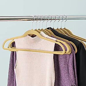 Home Basics Velvet Clothes Hangers (Pack of 10), Camel Felt Hangers for Tops, Jackets, Dresses, and Pants | Contoured Hangers with Notches | Ultra-Thin Space Saving Clothes Hangers