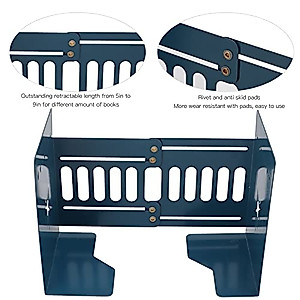 Bookends，Book Ends，Book Ends for Shelves，Retractable Metal Bookends Adjustment Heavy Duty Bookends Decorative for Books Movies Home Desk Office Blue