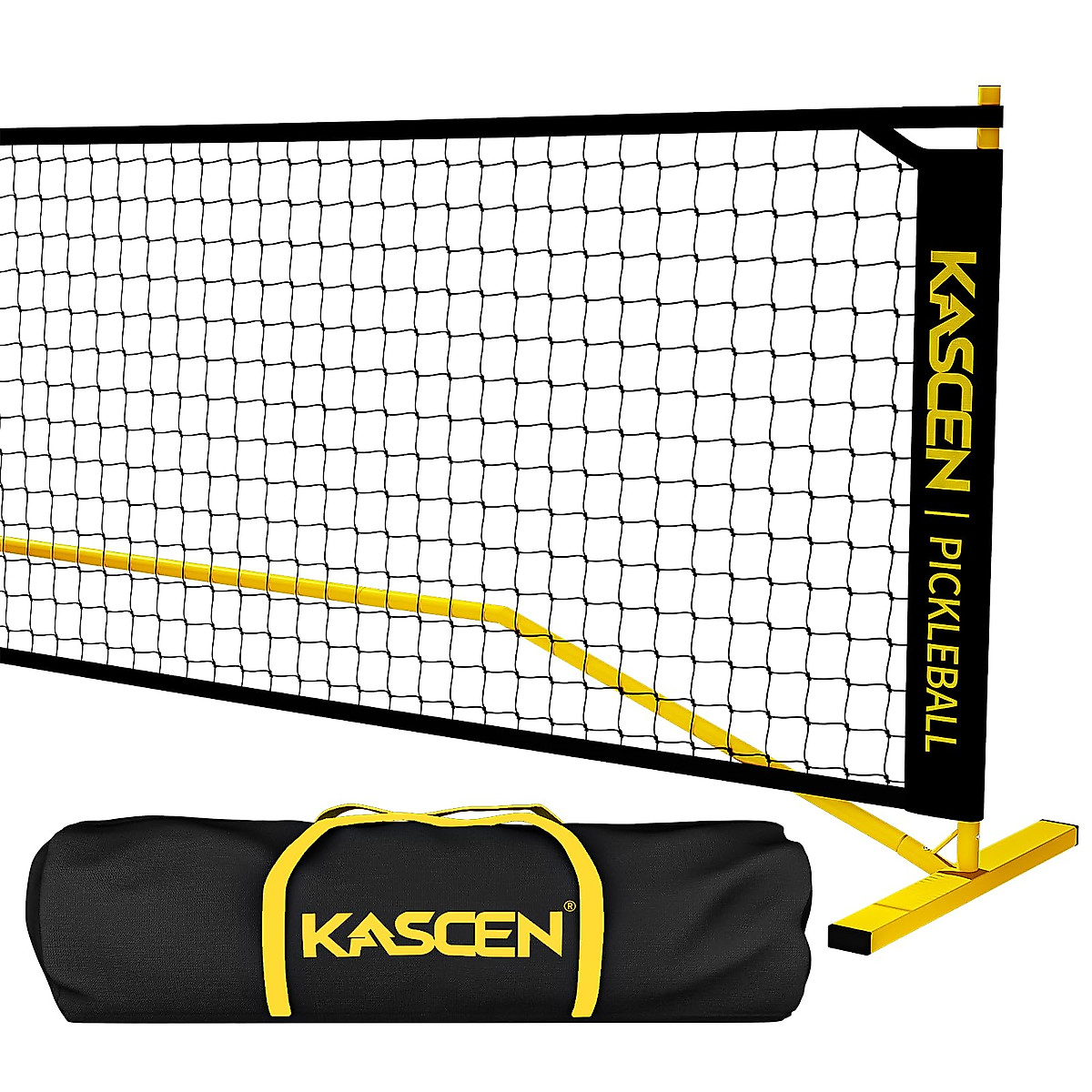 KASCEN Pickleball Net - Portable PickleballNnet for Driveway,Regulation Boulder Badminton net only Indoor Outdoor Sport,22FT Included Carry Bag Black