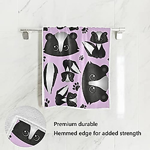 Tamniee Striped Skunk Hand Towels Xmas Purple Decor Kitchen Dish Towel Quality Premium Bathroom Washcloth 30 x 15 Inches for Beach Guest Hotel Spa Gym Sport Yoga Home, Purple Cat