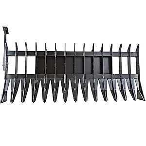 Titan Attachments Skid Steer Root Rake Attachment 84in Wide, Universal Quick Tach Hookup, Root Clearing Brush Rake, Land Clearing Site Prep Implement, Roll Debris, Silage, Brush to Burn Pile