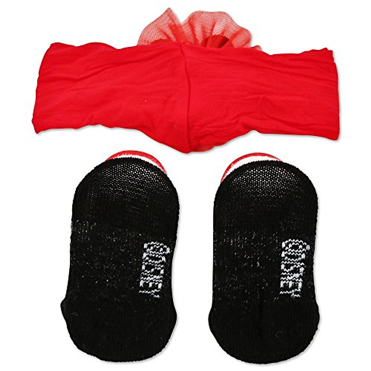 Disney Baby Girls’ Minnie Mouse Gift Set – 2 Piece Headband and Socks (Newborn: 0-12M), Size 0-12 Months, Minnie Headband and Socks Red