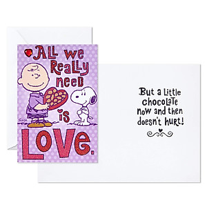 Hallmark Peanuts Valentines Day Cards Assortment for Kids, 6 Valentine's Day Cards with Envelopes (Hug from the Heart)