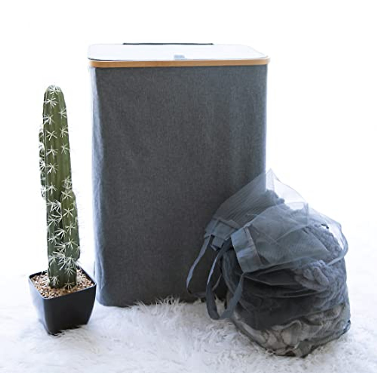 140L XXX-Large Laundry Hamper with Lid - Large Washing Baskets for Laundry with Handles - Laundry Baskets for Bedrooms - Bamboo Bathroom Bin