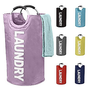 Cutyoung Large Laundry Basket, Laundry Bin Dirty Clothes Tall Laundry Hamper Collapsible with Handles (Violet, 82L)