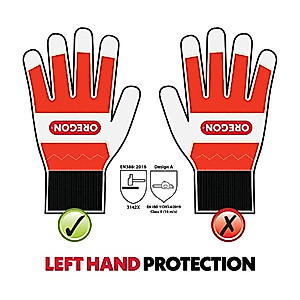 Oregon Chainsaw Left-Hand Protection Leather Gloves – Large (size 10) (91305L)