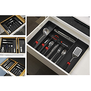 Simple Houseware Expandable Kitchen Drawer Flatware Organizer, Black