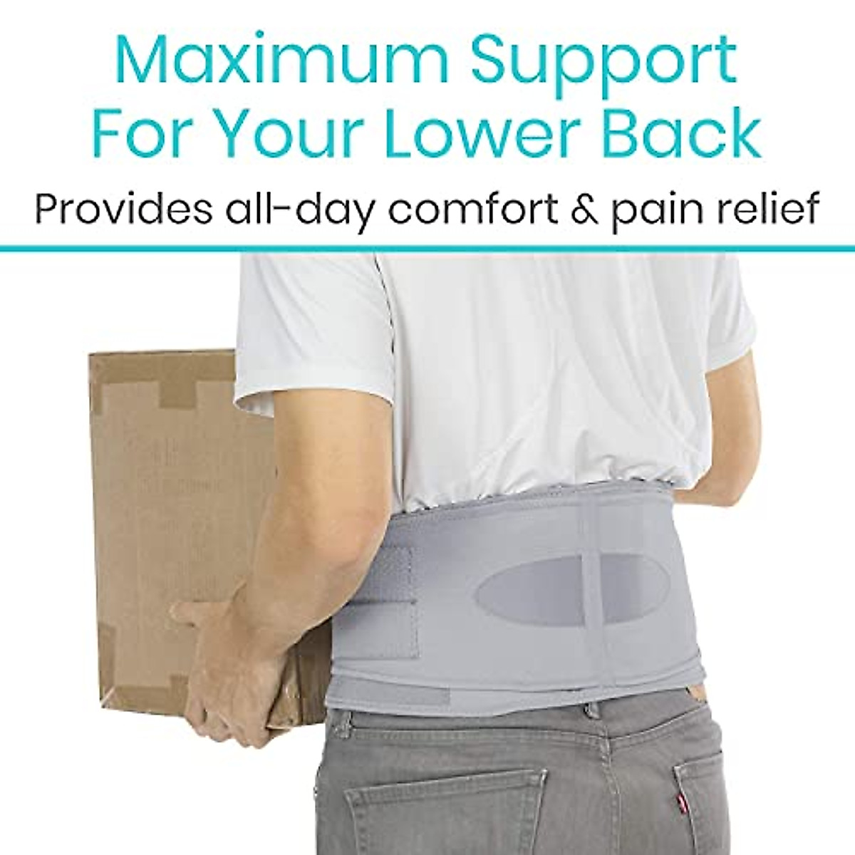 Vive Lower Back Support Brace for Men & Women - Dual Adjustable Lumbar Belt for Heavy Lifting, Herniated Disc, Sciatica, Scoliosis, & Thoracic Pain Relief - Compression Posture Device for Work or Home