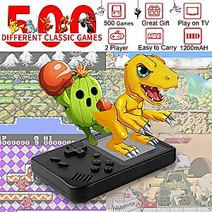 Retro Handheld Game Console, 500 Games Portable Hand Held Video Game for Kids & Adult Classical FC Games with 3.0-Inch Screen Rechargeable Battery Handheld Gaming Two Players Support for TV