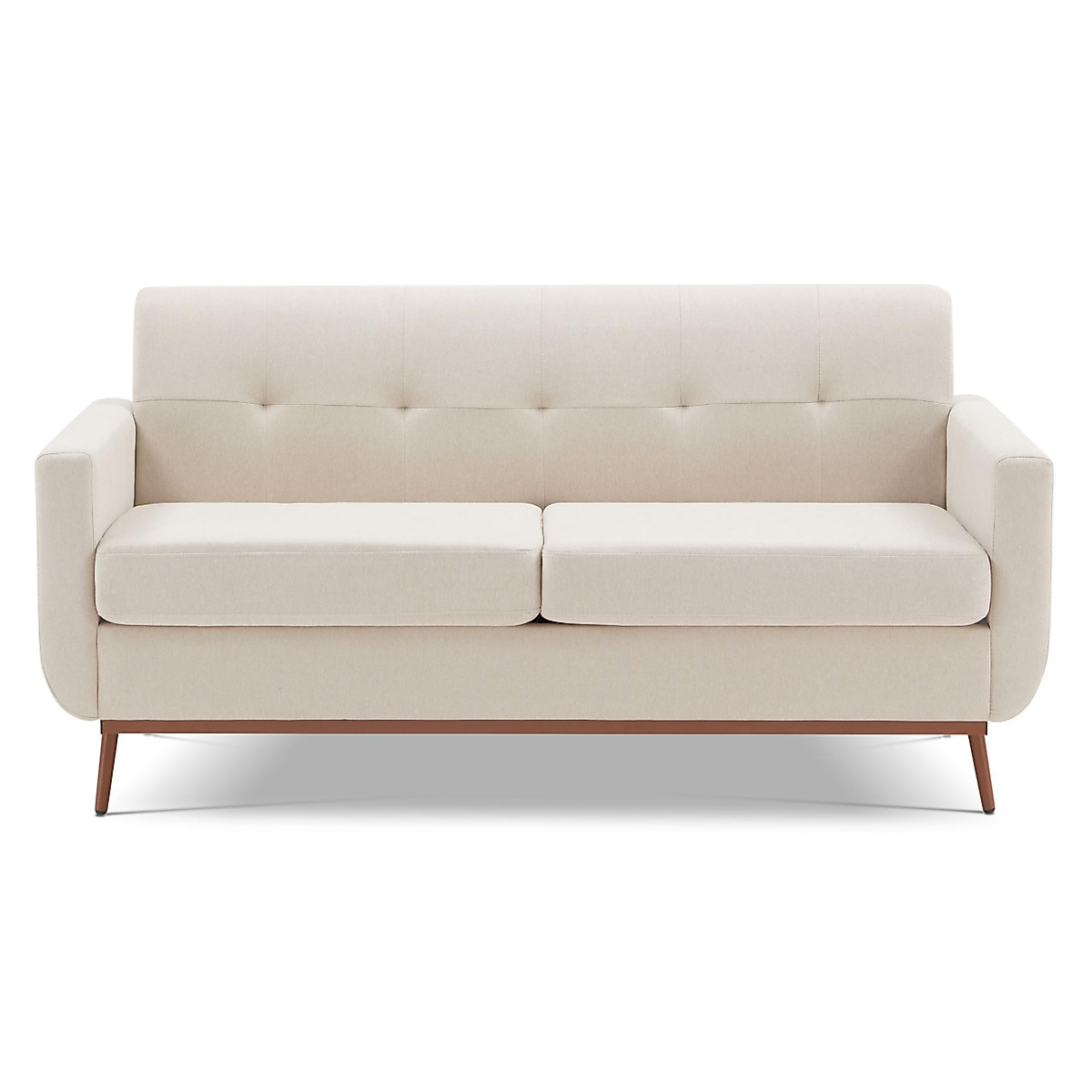 Weture 65" Loveseat Sofa, Mid Century Modern Love Seat Couches for Living Room, Comfy Button Tufted Upholstered Sofa Couch for Bedroom, Solid & Easy to Install Small Couch for Small Spaces, Beige