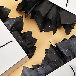 SUNCOLOR 120 Sheets 20"x14" Black Tissue Paper for Gift Bags Packaging Glitter Art Tissue Paper for Crafts