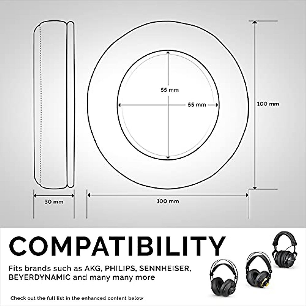 BRAINWAVZ Round Sheepskin Leather Earpads - Fits Many Large Headphones - SteelSeries, HD668B, ATH, AKG K553, HifiMan, ATH, Philips, Fostex, Sony Memory Foam Ear Pad & More
