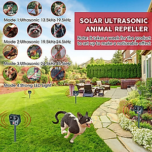 Green Ultrasonic Animal Repellent Outdoor Deterrent Devices Solar Pest Repeller with PIR Motion Sensor and LED Light Repel Squirrel Rodent Raccoon Skunk Deer for Yard Patio (4)