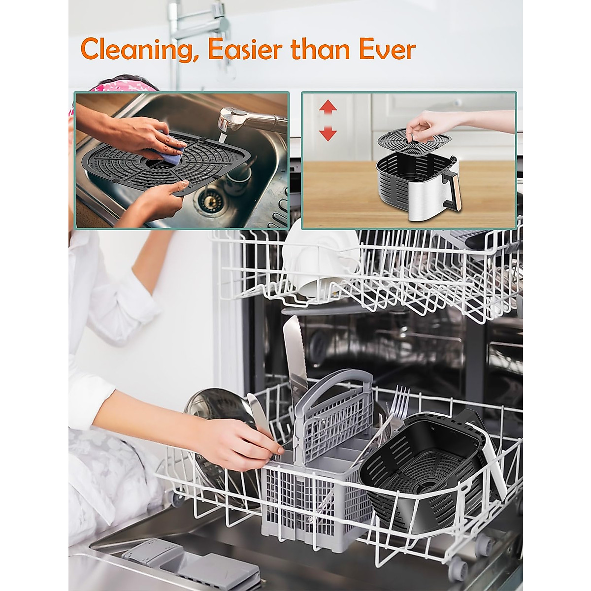 Air Fryer, ALLCOOL Airfryer Oven 8QT Large Air Fryer 1700W 8-in-1 with Touch Screen Air Fryers Dishwasher Safe Nonstick Tray Freidora de Aire 32 Recipes BPA & PFOA Free White Air Fryer