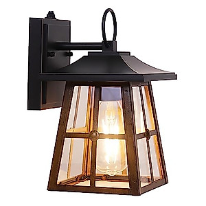 Qingmiao Dusk to Dawn Sensor Wall Light Outdoor Porch Light Wall Lantern Waterproof Outdoor Light Fixture Exterior Wall Sconce